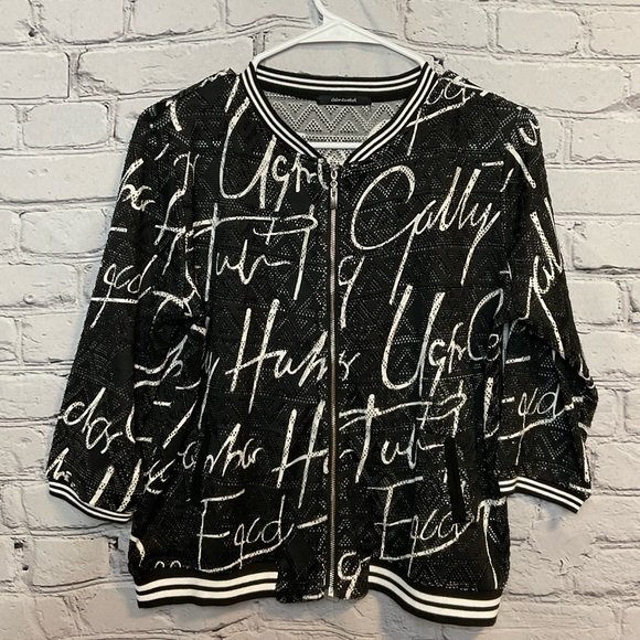 Color Swatch | Jackets & Coats | Color Swatch Black Eyelet Zip Up ...